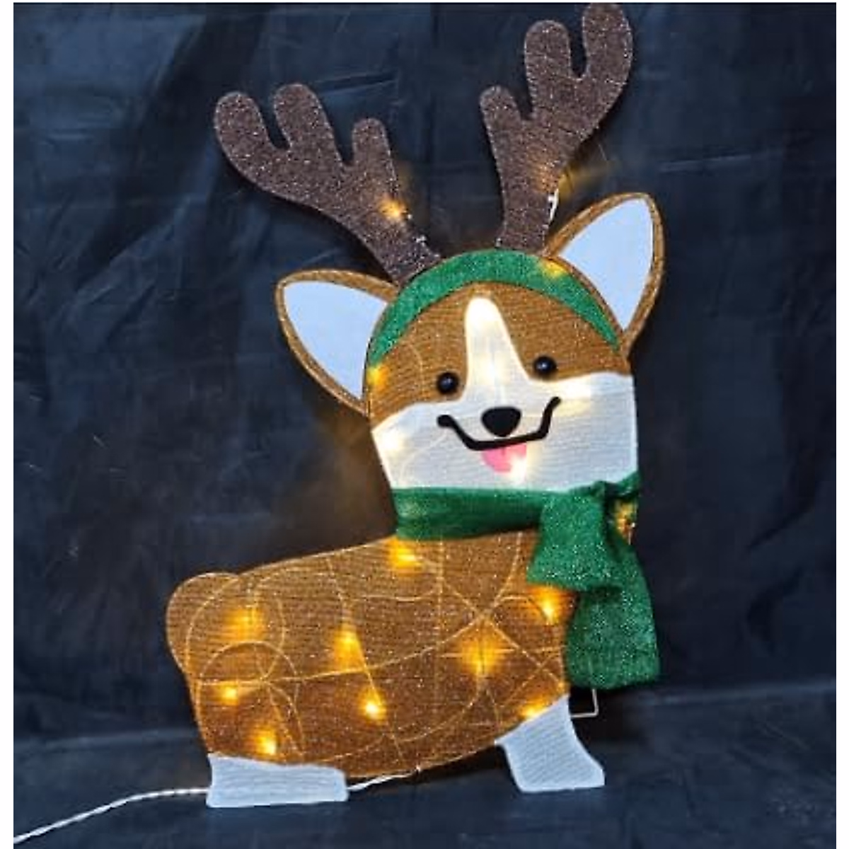 DROFELY 27”Christmas Corgi Lighted up Decoration for Indoor Display with LED Lights, Lighted 2D Christmas Dog with 20 Warm White Lights Decorative Christmas Tree,Home Xmas Holiday Addition AZ23GF-10