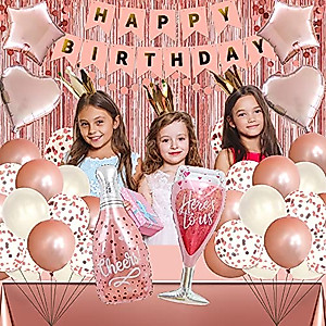 Rose Gold Party Decorations, Rose Gold Birthday Decorations, Happy Birthday Banner, Foil Balloons, Rose Gold Balloons, Birthday Decorations for Girls, Women