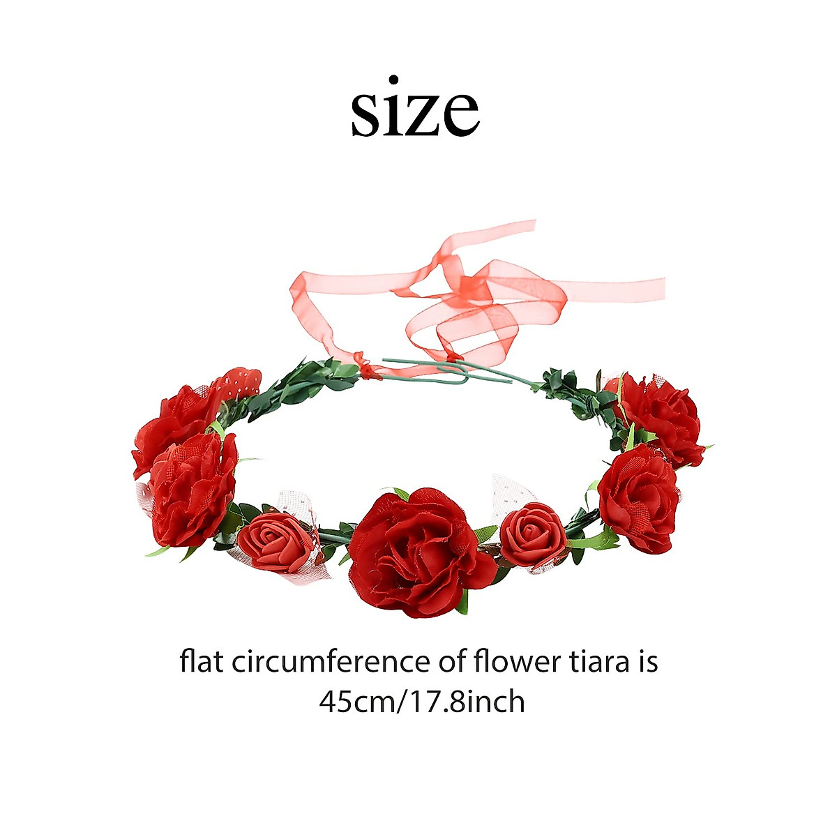 Lawie 10 Pack Boho Sunflower Daisy Rose Flower Crowns Floral Leaf Wreath With Ribbon Halo Headbands Hair Garland Bridal Headpiece Wedding Tiara Hairband Hawaiian Party Accessories for Kids Women Girl