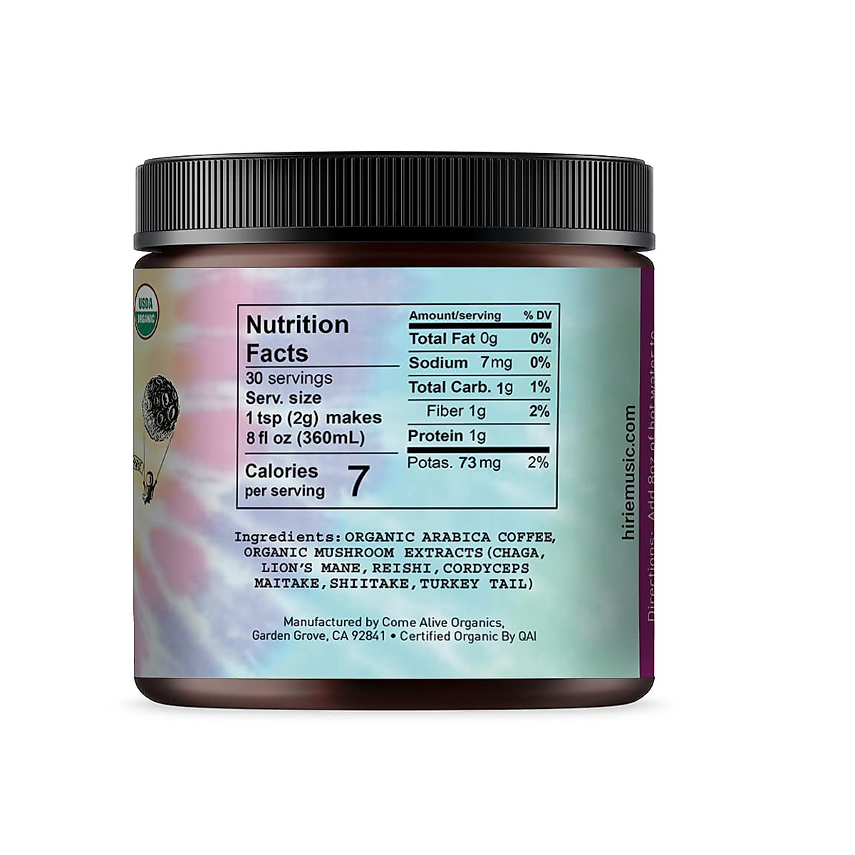 LRLA SUPERFOODS Organic Mushroom Coffee (HIRIE Special Edition) 35 Servings with 7 Superfood Shrooms, 100% Fair Trade Rich Medium Roast Arabica Coffee, USA Made