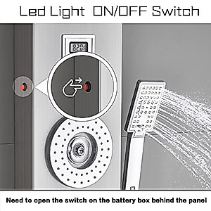 ELLO&ALLO Stainless Steel Shower Panel Tower System,LED Rainfall Waterfall Shower Head 6-Function Faucet Rain Massage System with Body Jets, Brushed Nickel