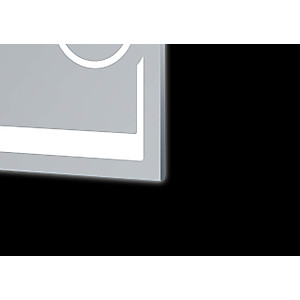 LED Backlit Illuminated Mirror 24". Wall Mounted for Bathroom, Makeup. Hardwired and Easy to Install. Bright White Light 20w Behind Rectangular Inset Frosted Glass for Flattering Glow