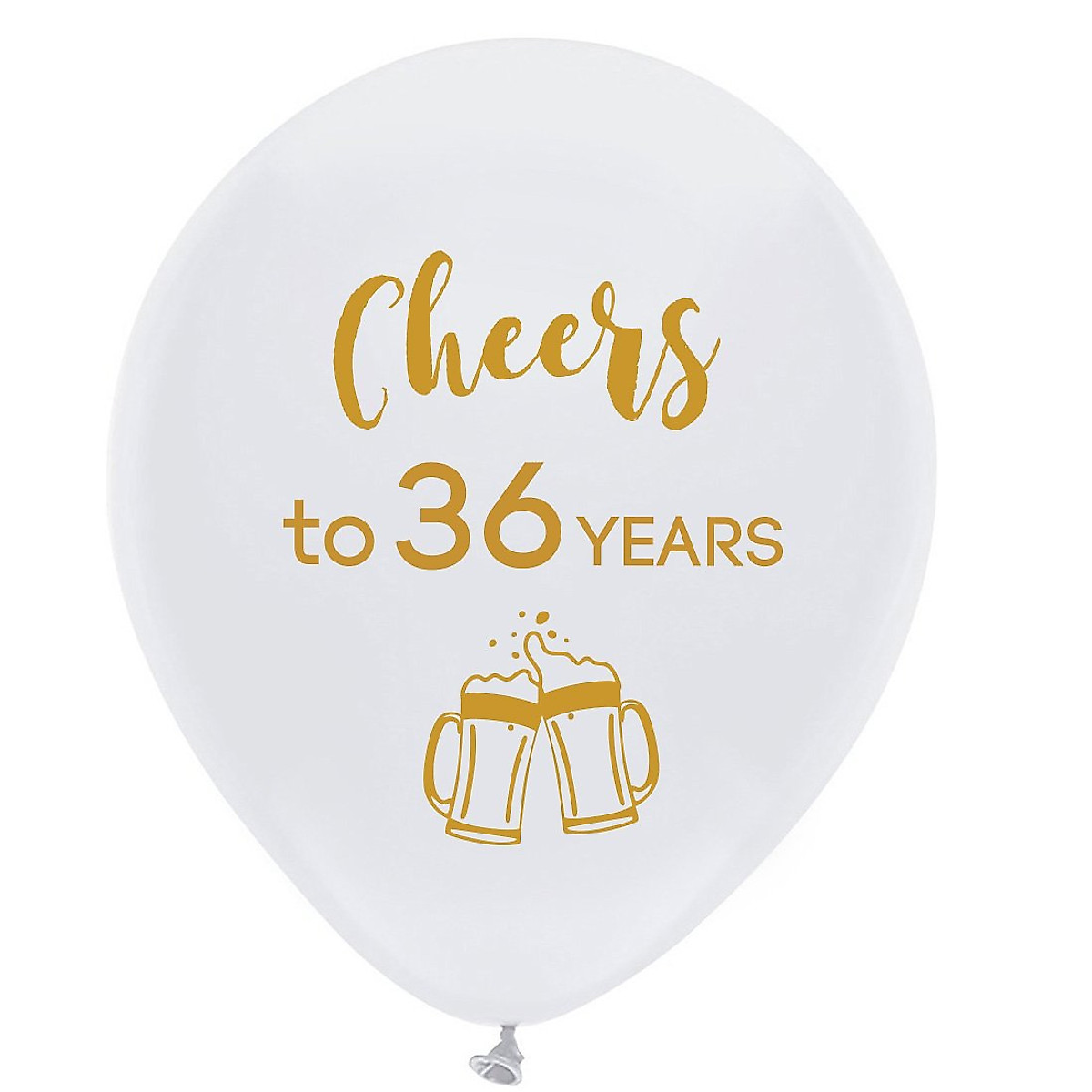 White cheers to 36 years latex balloons, 12inch (16pcs) 36th birthday decorations party supplies for man and woman