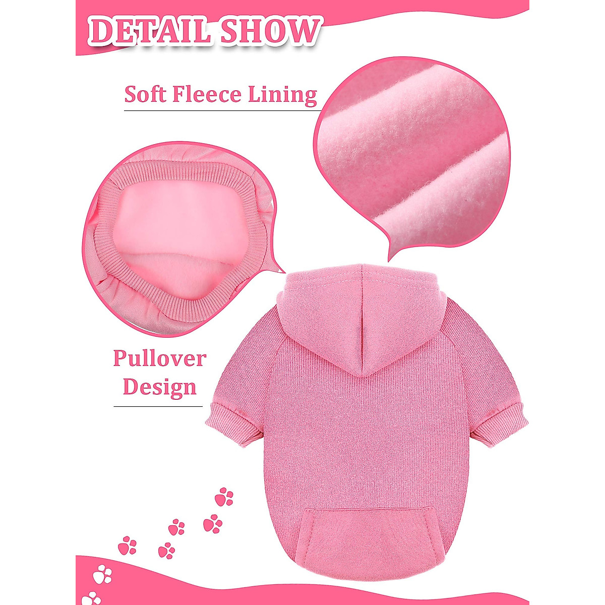 Syhood 4 Pieces Small Dog Sweaters Dog Hoodie Clothes with Hat for Small Dogs Chihuahua Clothes with Pocket Puppy Pet Winter Clothes Warm Hoodies Coat Sweater Shirt(M)