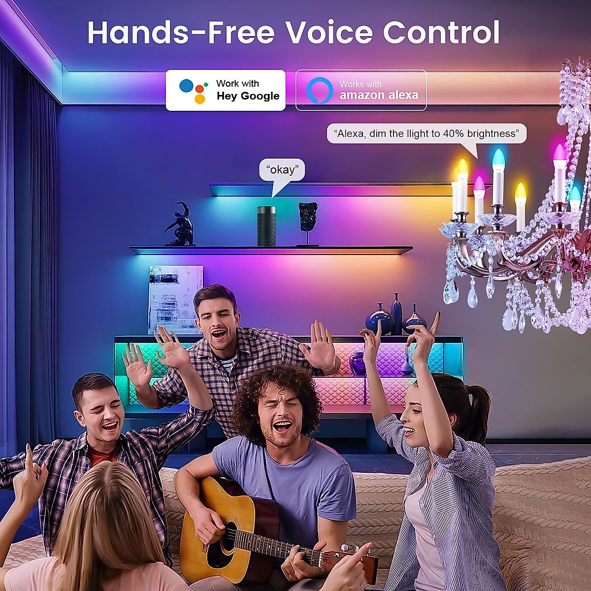 OHLUX Smart Candelabra Led Light Bulbs, 4W 40 Watt Equivalent E12 Base Led Bulb Compatible with Alexa/Google Assistant, Color Changing Light Bulb with 16 Million Colors, 2.4GHz WiFi Only, 4 Pack