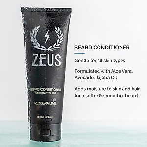 ZEUS Beard Starter Kit for Thick Beards, Natural Beard Shampoo, Beard Conditioner & Premium Refined Beard Oil (Verbena Lime) MADE IN USA
