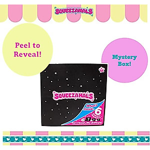 Squeezamals Mystery Black Box Collector Pack- 6 Exclusive Characters- The Mystery is 100% of The Fun! Perfect for Your Little One to Surprise with These Mini plushies! Peel and Reveal