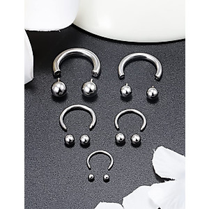 Ocptiy 6G 8G 12G 14G 16G Ear Earrings Gauges Septum Nose Plugs Tunnels Stretching Kit Surgical Stainless Steel Large Big Wide Septum Eyebrow Lip Belly Ring Cartilage Helix Tragus Earring Piercing Kit