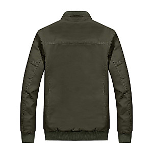 TACVASEN Men's Military Cotton Jacket Thicken Winter Cargo Coat, Green, L