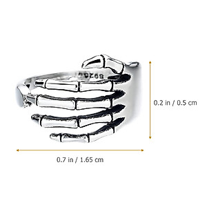 Generic Stainless Steel Skull Rings Men Women Vintage Gothic Ring Biker Punk Rocker Skelton Hand Wrap Band Ring Skull Hand Open Band Ring Adjustable Skull Ring Xmas Birthday Party 1.65x1.5CM