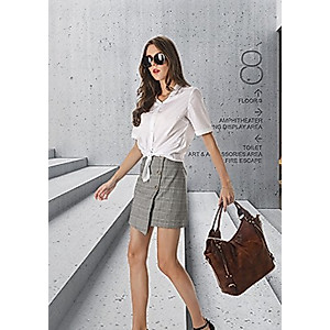 Women Tote Bag Handbags PU Leather Fashion Hobo Shoulder Bags with Adjustable Shoulder Strap, M, Brown