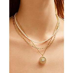 YorzAhar Round Imitation Pearl Necklace Wedding Pearl Necklace for Brides White