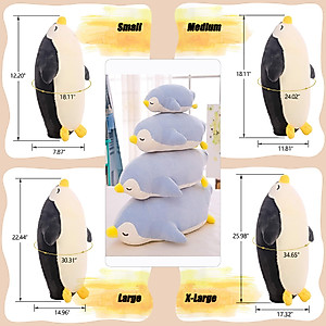 DENTRUN Penguin Stuffed Animals Bulk, Cute Penguin Plush Doll Play Toys for Kids Girls Boys Adults Birthday Xmas Halloween Present Adorable Soft Plushies, 12.20/18.11/22.44/25.98 Inchs, Blue, Black