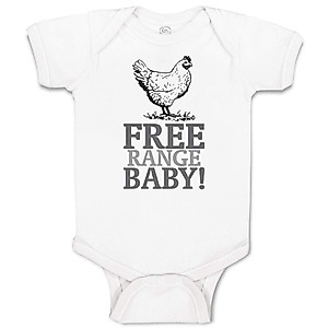 Baby Bodysuit Free Range Baby! Chicken Farm Funny Cotton Boy & Girl Baby Clothes White Design Only 6 Months
