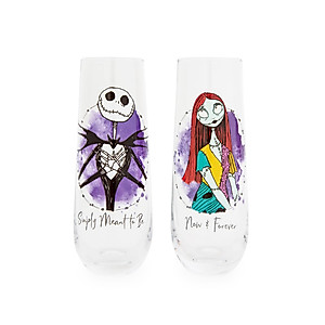Silver Buffalo The Nightmare Before Christmas Jack and Sally Stemless Fluted Glasses | Set of 2