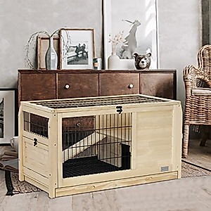 Guinea Pig Cage Hamster Cages Wooden Indoor Ferret Cage with Hideout, Leak Proof Plastic Tray & Openable Top, 2 Levels Small Animal Cage for Chinchilla, Hedgehogs, Squirrel, Gerbils1