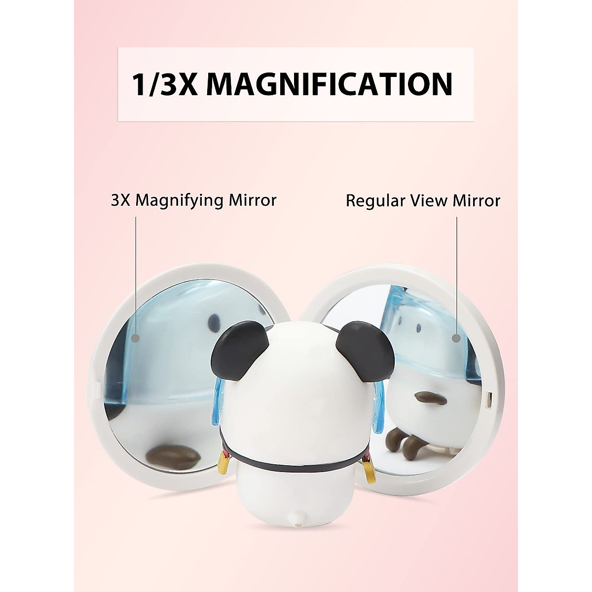 Getinbulk Compact Mirror Bulk, Set of 12 Double-Sided 1X/3X Magnifying PU Leather Round (Pink, 2.7 in Diameter)