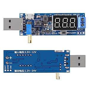 2PCS USB Step UP/Down Power Supply Module, Adjustable DC-DC 5V to 3.5V / 12V Boost Buck Converter Out DC 1.2V-24V