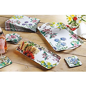 Pimpernel Stafford Blooms Large Handled Tray | Serving Tray for Lunch, Coffee, or Breakfast | Made of Melamine for Indoor and Outdoor use | Measures 18.9" x 11.6" | Dishwasher Safe