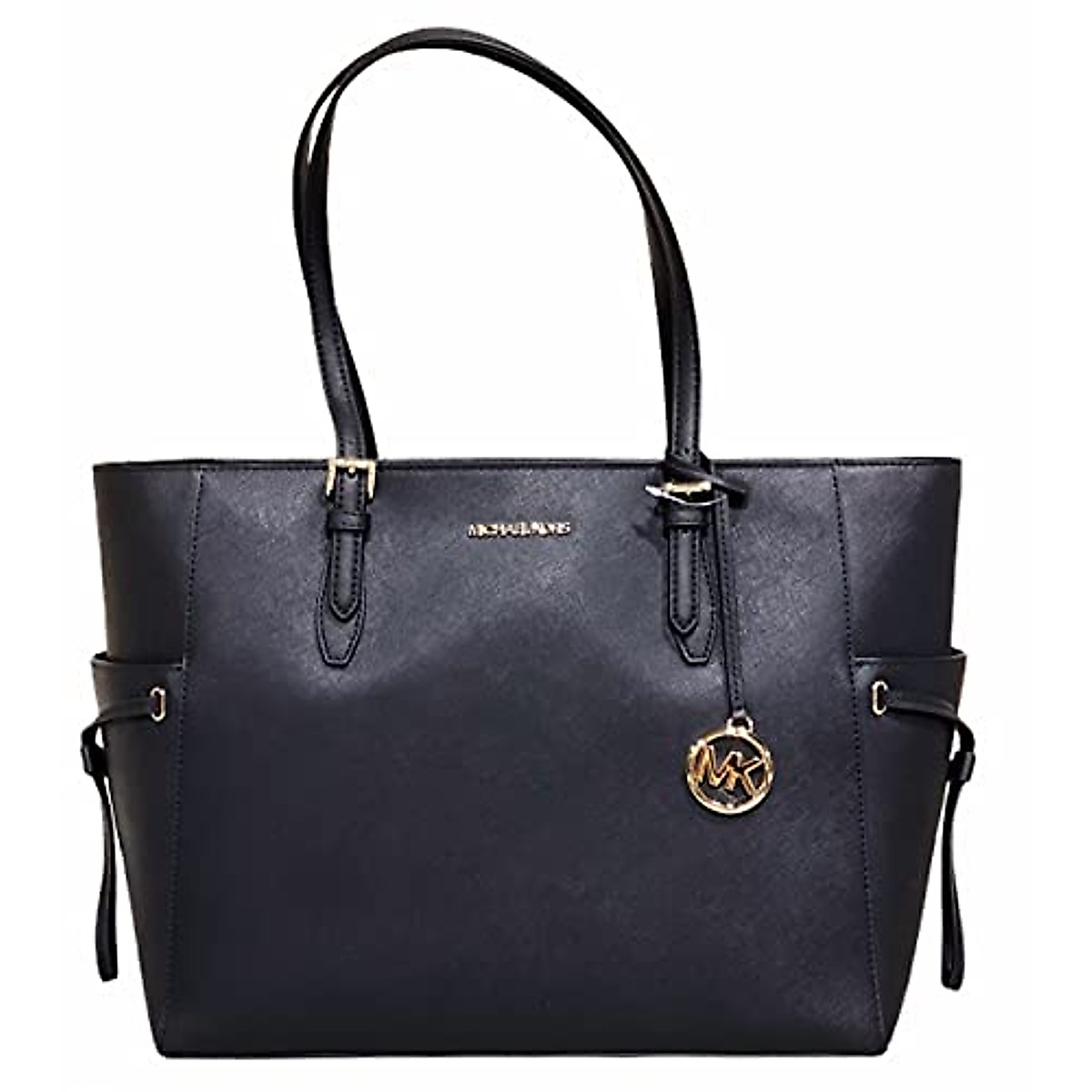 Michael Kors Gilly Large Jet Set Drawstring Top Zip Tote Black Saffiano Leather