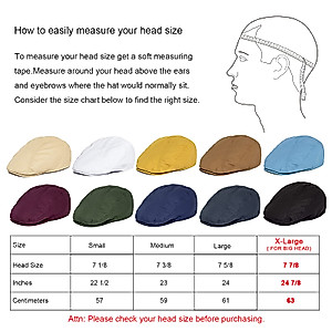 BOTVELA Men Cotton Twill Newsboy Flat Ivy Driving Hat Fitted Cap (White, 7 5/8)