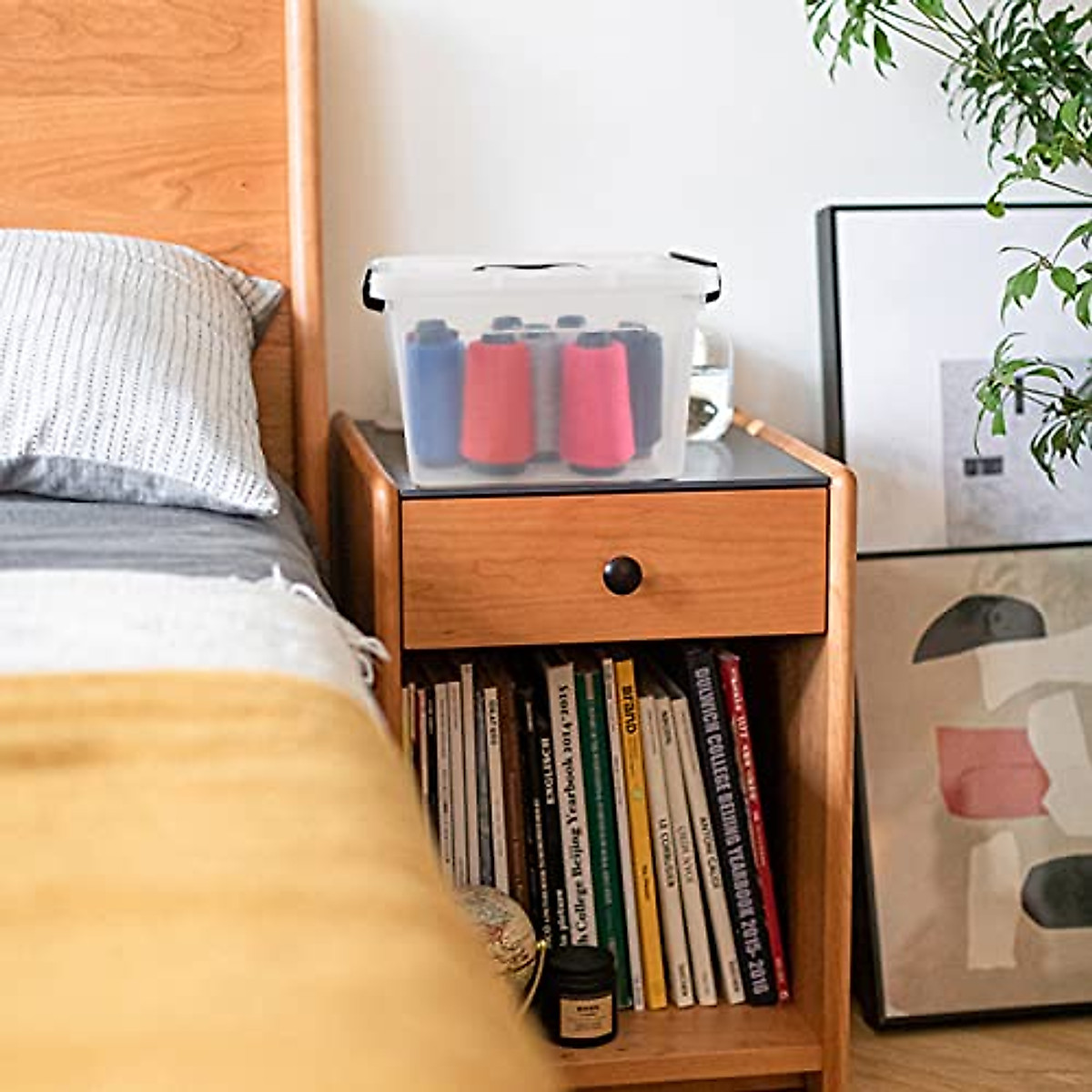 Sandmovie 8 Quart Clear Plastic Storage Bins with Lids, 6 Packs