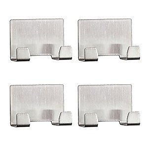 Ettori Shower Hooks Wall Hooks for Hanging 304 Stainless Steel Towel Hooks for Bathrooms, Razor Holder for Shower- 4 Pack