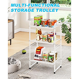 GEORIS 3-Tier Mesh Shelving Unit Outdoor Indoor Waterproof, Stackable Metal Plant Shelf Stand, 17.7-Inch Width Laundry Display Storage Rack, White