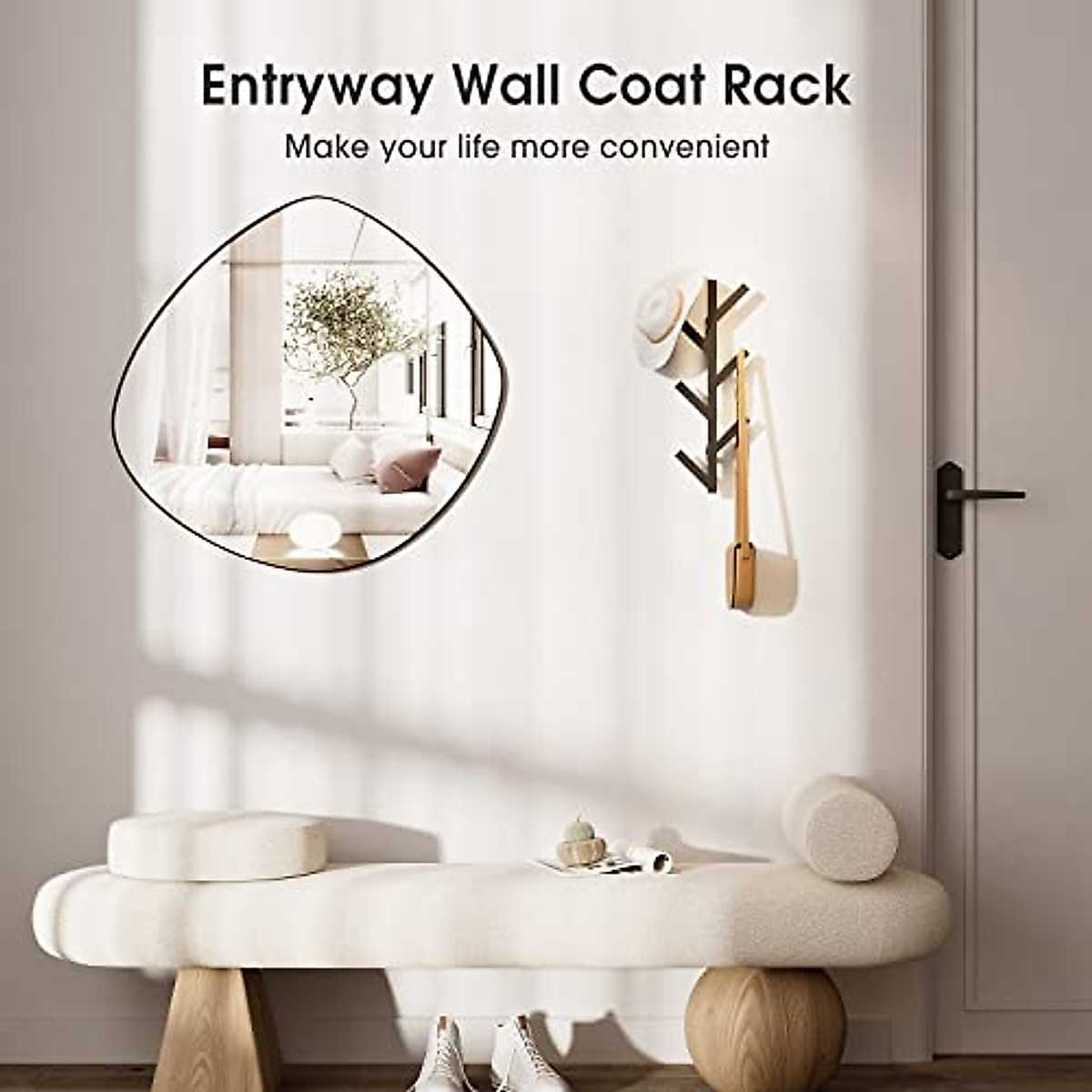 RRG Vertical Coat Rack Wall Mounted 16 Inch, Metal Vertical Hat Rack for Wall, Modern Wall Coat Tree for Hats, Jackets, Bags, Entryway Bedroom (Height 16")