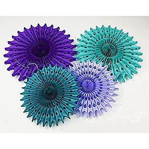 Teal Purple Birthday Decorations Mermaid /Wonderland Frozen Party Decorations/Mermaid Party Decorations /Under The Sea Party Supplies Teal Purple Tissue Paper Fan /Frozen Baby Shower Decorations