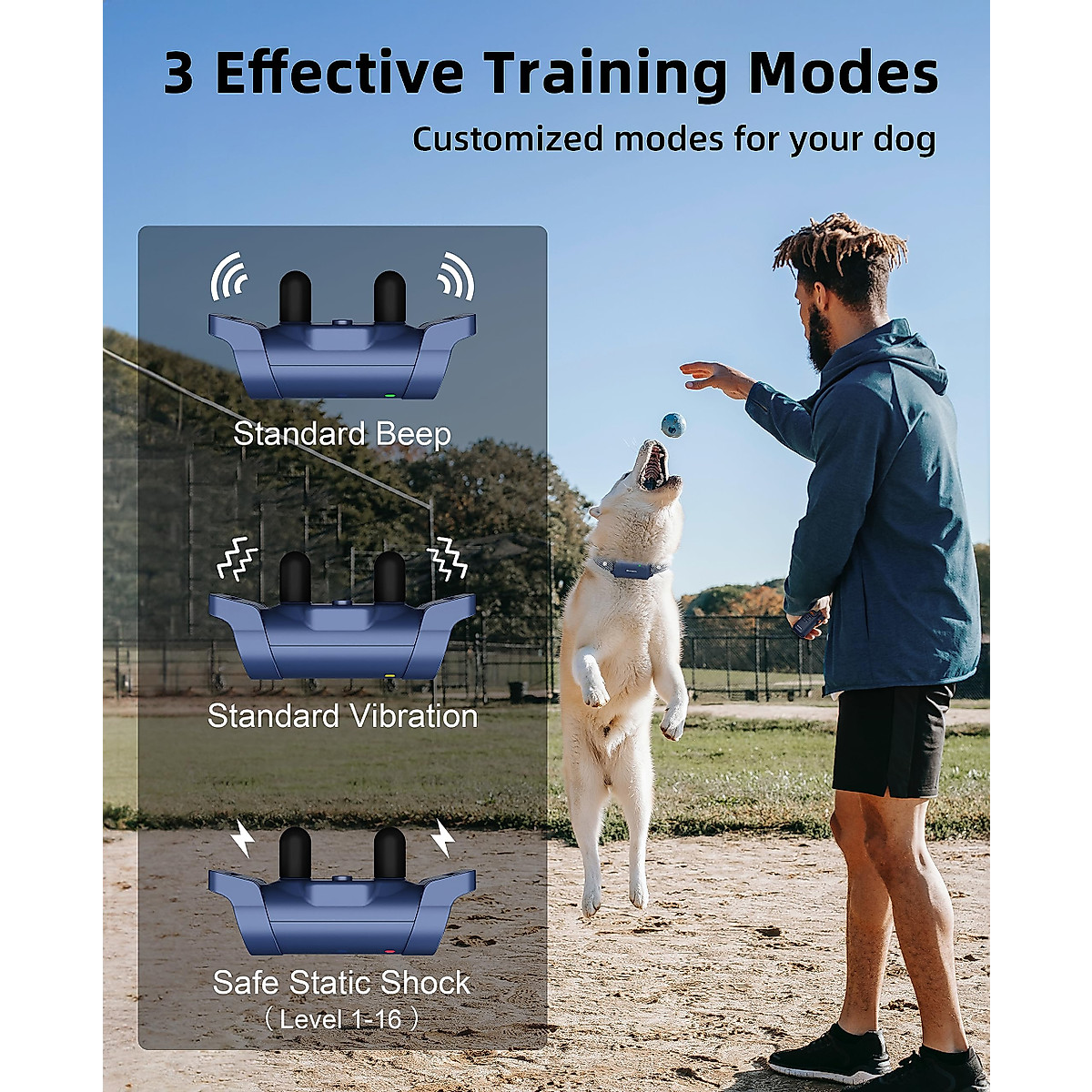 Bousnic Dog Shock Collar with Remote - [New Edition] 4000FT Dog Training Collar for Large Medium Small Dogs (8-120lbs) Rechargeable E Collar with Beep, Vibration, Safe Shock