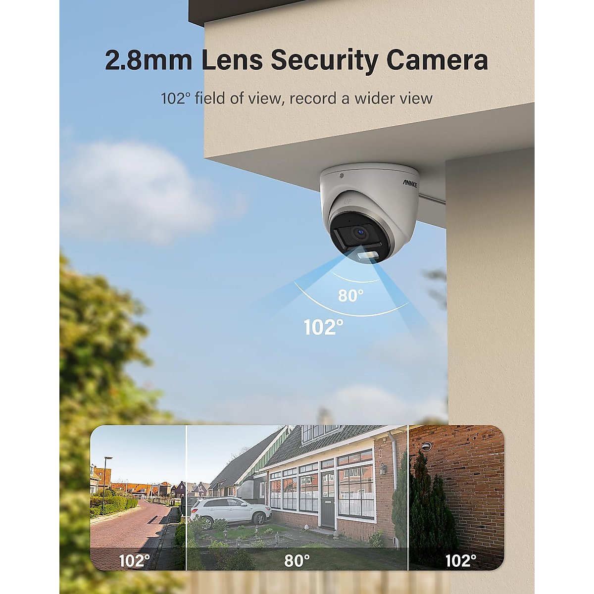 ANNKE 3K Add-On Security Camera with Full Color Night Vision, 4-in-1 TVI/AHD/CVI/CVBS CCTV Surveillance Turret Cam with Built-in Mic, 2.8mm Lens, IP67 Weatherproof, (Cable & Adapter Included)