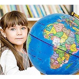 World Globes for Kids - Larger Size Educational World Globe with Stand Adults Desktop World Gobles Educational Toy for Children - Geography Learning Toy,B