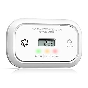 Jemay Carbon Monoxide Detector Alarm, CO Detector with Digital LCD Display, Replaceable Battery Carbon Monoxide Detectors for Home and Depot, 3 LED Lights Carbon Monoxide Alarm, 1-Pack