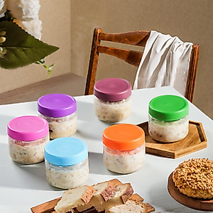 EONJOE 12oz Small Glass Jars for Overnight Oats Salad Yogurt Pudding Cereal Candy Snacks Storage Containers Meal Prep Mason jar with Airtight Lids,6 Pack