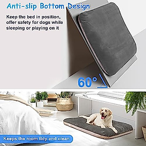 Magic Dog Super Soft Large Dog Bed, 39 Inches Big Dog Beds Orthopedic Foam Pet Beds with Anti Slip Bottom, Dog Sleeping Mattress with Removable and Washable Cover, Light Grey