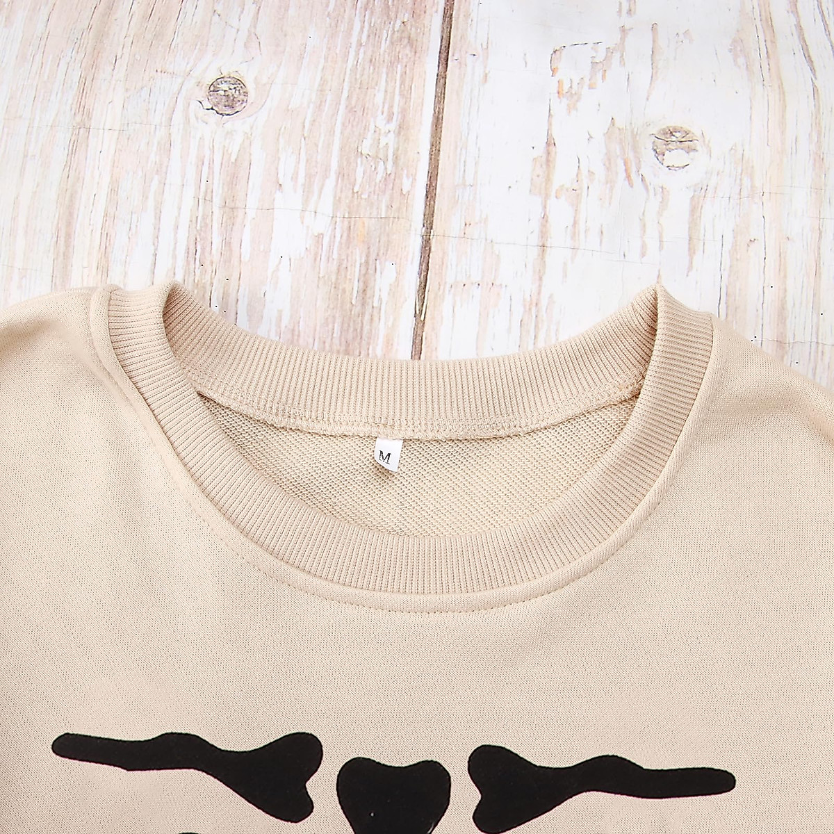 SOFEON Women Halloween Sweatshirt X-Ray Skeleton Maternity Sweatshirt Funny Pregnancy Announcement Crewneck Pullover Tops(Beige,XX-Large)