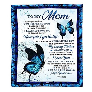 Toyshea to My Mom Blanket Everything I Am You Helped Me to Be Mom Gifts from Daughter Son Personalized Butterfly Throws Soft Sherpa Blanket Fleece Blanket for Mothers Day Christmas Birthday Presents