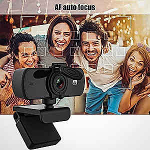 2K HD Webcam, Full HD Webcam with Microphone, 360° Adjustable & AF, with Privacy Cover, Plug and Play, USB Computer Camera for Conferencing, Video Calling, Game Live