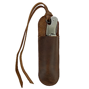 Hide & Drink, Corkscrew Holder with Strap Handmade from Full Grain Leather - Classy Wine Opener Case, Waiter Accessory - Bourbon Brown