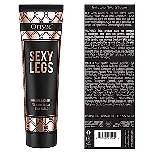 Onyx Sexy Legs Tanning Lotion with Bronzer - Gradual Leg Makeup - Double Bronzing Lotion for Perfectly Tanned Legs and Hard To Tan Body Parts - Legs Tanner with Anti-Orange Technology