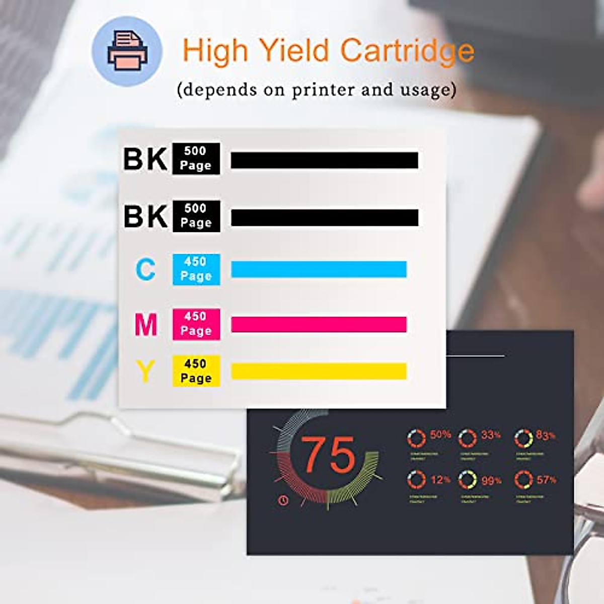 Run Star Remanufactured 5 Pack 200XL Ink Cartridge Replacement for Epson 200XL 200 T200XL T200XL120 use for XP-200 XP-310 XP-400 XP-410 WF-2520 WF-2540 Printer (2 Black, 1 Cyan, 1 Magenta, 1 Yellow)