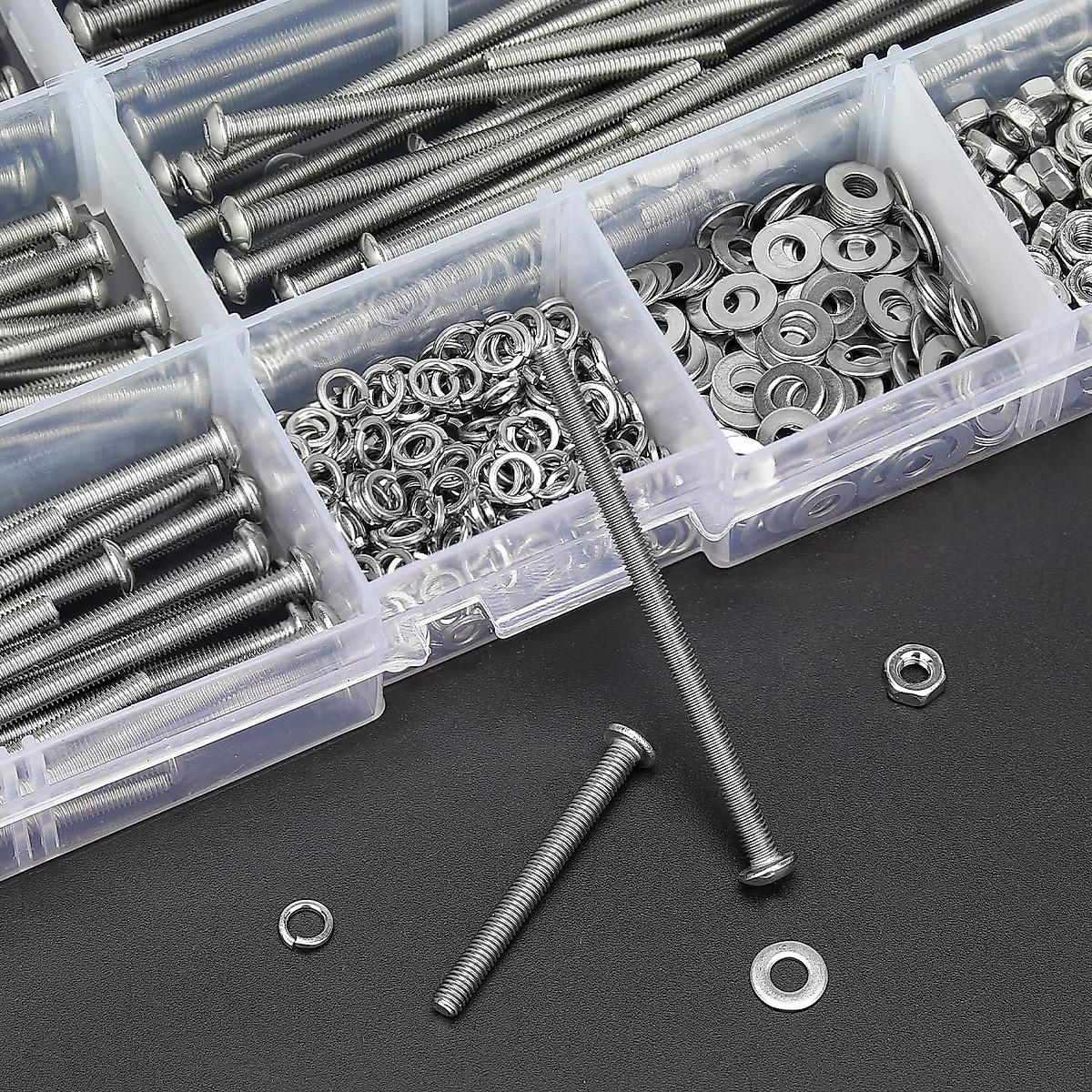 HELIFOUNER 400 Pieces M3 x 30mm /35mm /40mm /45mm /50mm, Button Head Socket Cap Metric Screws Nuts Washers Kit, 304 Stainless Steel