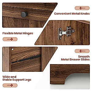 Tangkula L-Shaped Office Desk with Storage Drawers & Keyboard Tray, Home Office Corner Computer Desk with Cabinet & Inner Adjustable Shelf, Space-Saving Study Writing Desk, Computer Workstation
