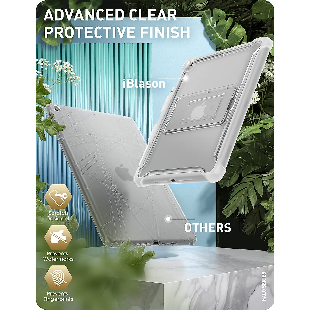 i-Blason Case for iPad 9th/8th/7th Gen 10.2 Inch (2021/2020/2019) [Halo Series] Clear Proteciton with Built in Kickstand, TPU Inner Bumper (Transparent)