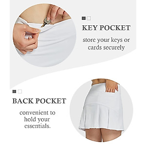 HonourSex Women Golf Skirts with Pockets Tennis Skirts with Shorts Skorts Activewear Hiking White L