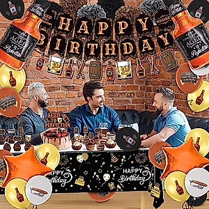 Miucat Whiskey Birthday Party Decorations for Men, Aged to Perfection Supplies with Garland, Banner, Cake Toppers, Balloons, Tissue Paper Flowers Men 30th 40th 50th