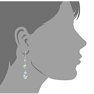 Aurora Borealis Pear-Shaped Drop Sterling Silver Lever-back Earrings for Women, Teens, Weddings and Special Occasions