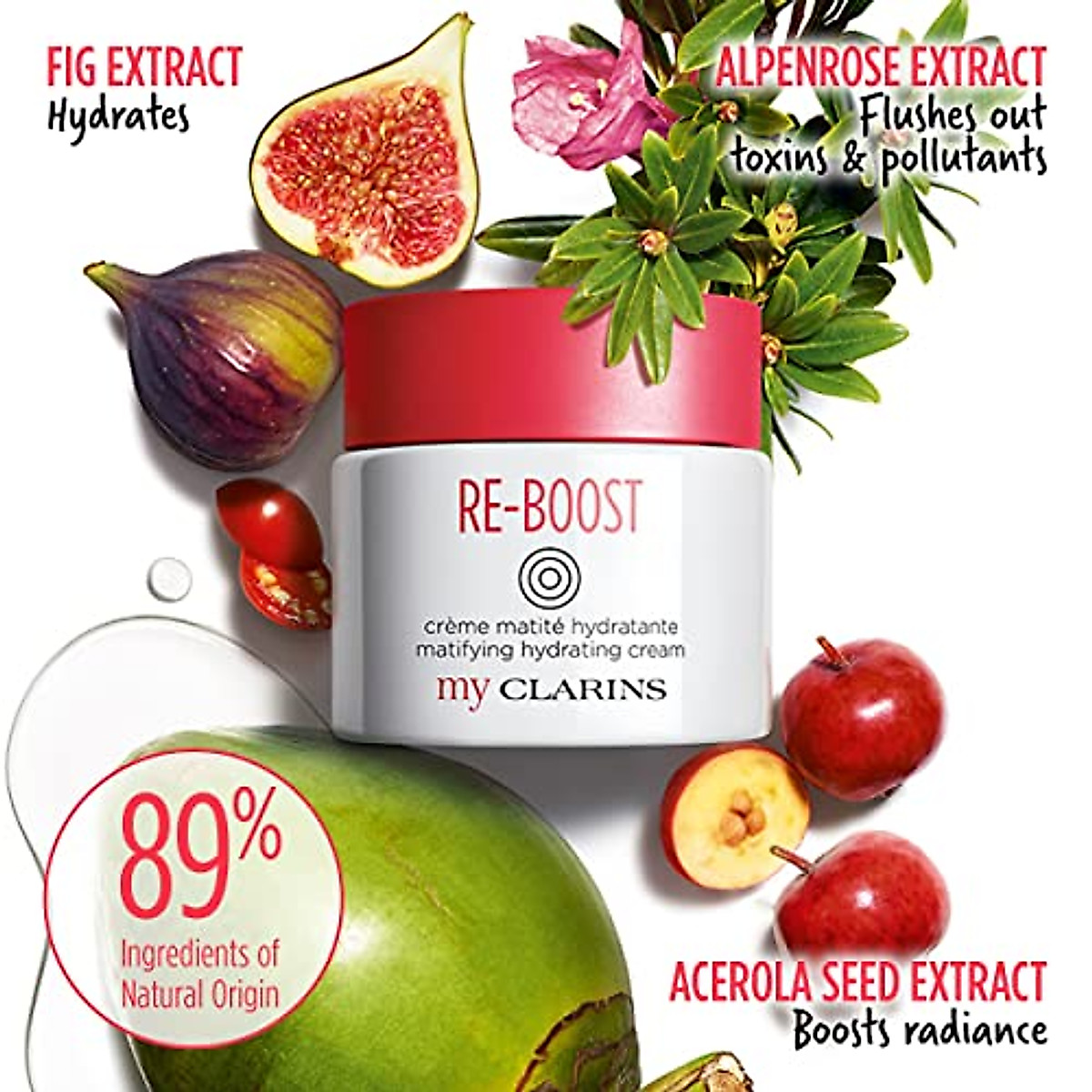 My Clarins Re-Boost Matifying Hydrating Cream | Matte Gel Moisturizer | Hydrates, Comforts and Refines | Fights Blemishes | Vegan | Paraben-Free | Combination To Oily Skin Types | 1.7 Ounces