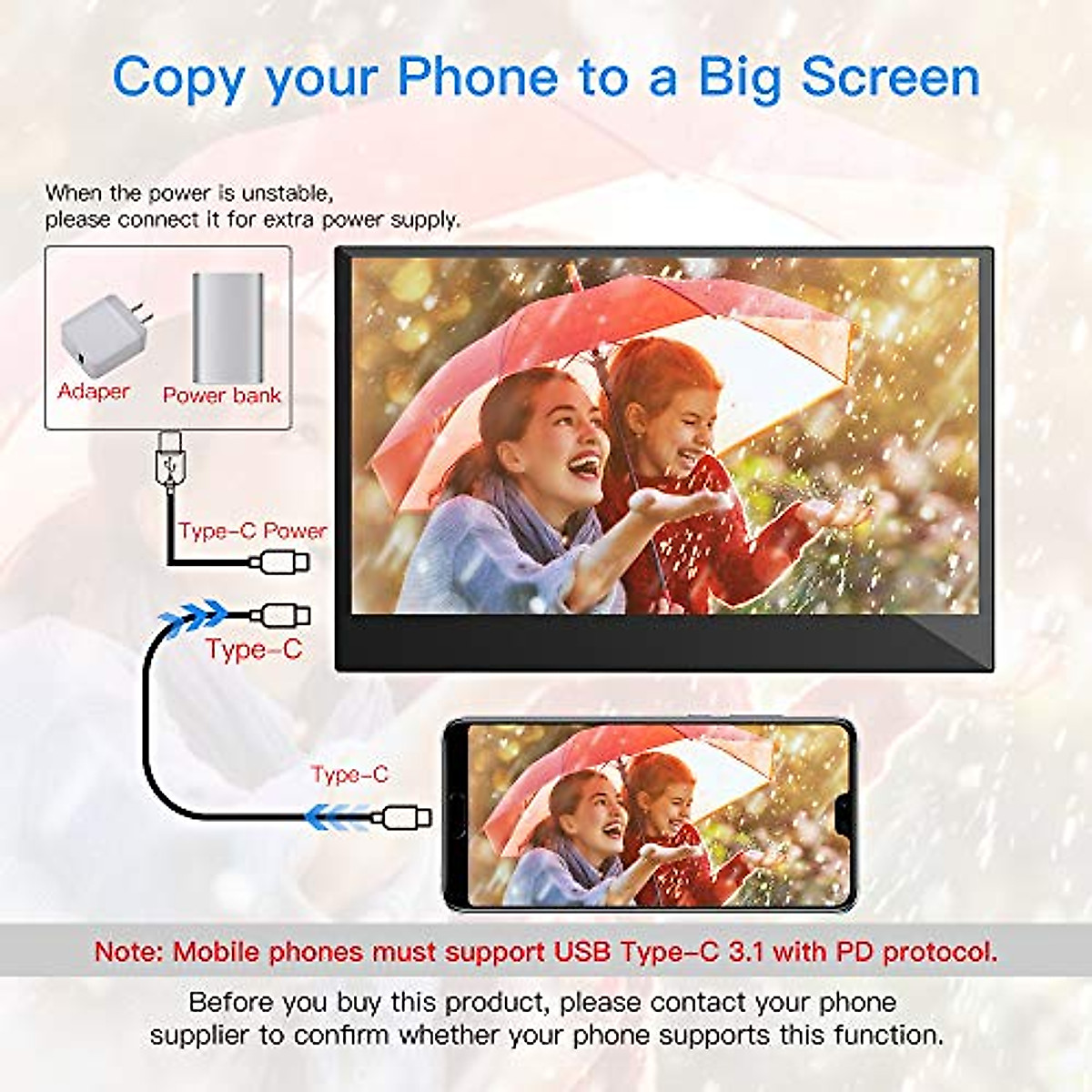 Eyoyo 13.3 inch USB C Touchscreen Monitor 1920x1080 IPS Portable Monitor Second Monitor for Laptop PC Mini PC Screen w/USB-C & HDMI Input